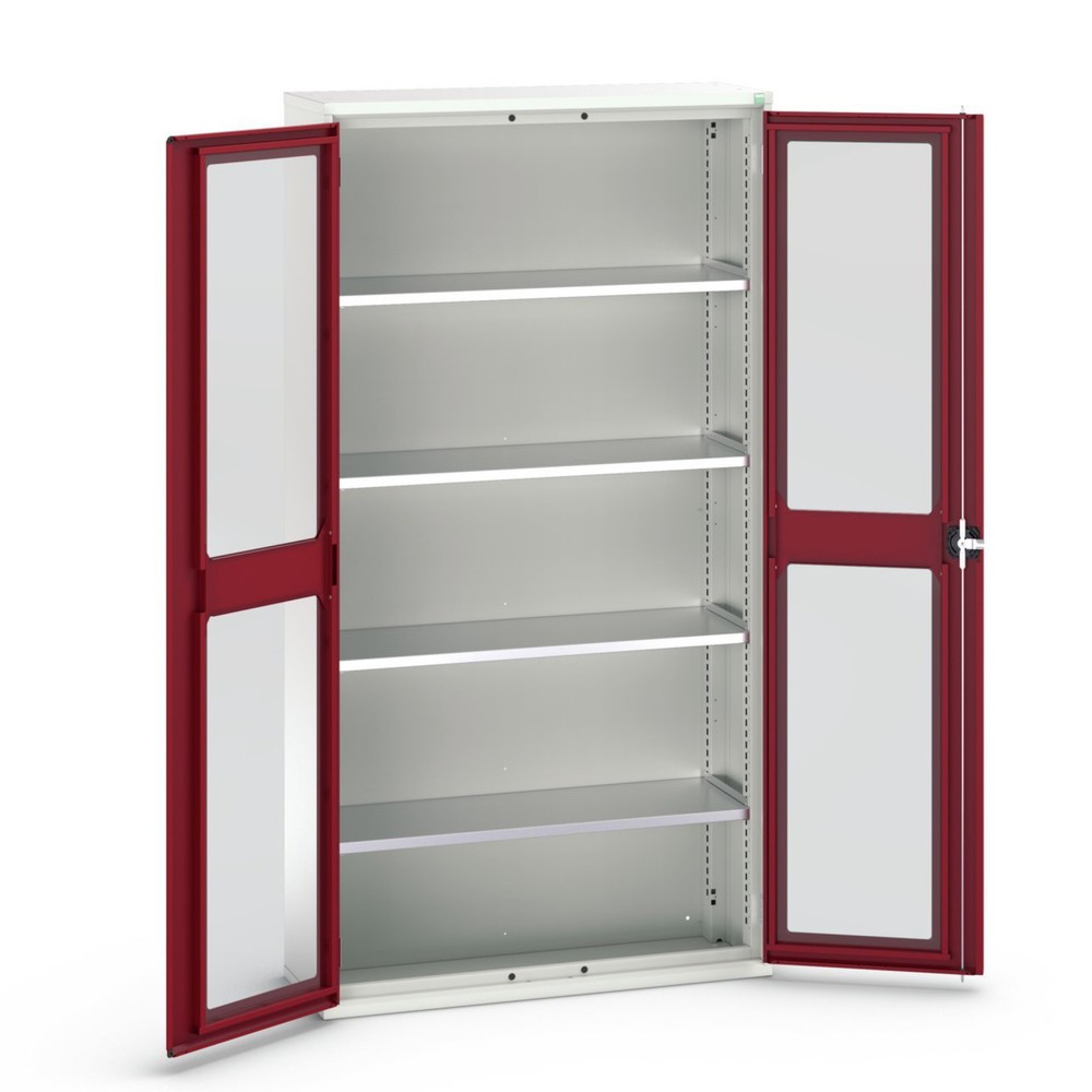 bott verso hinged door cabinet with see-through panel, with 4 shelves